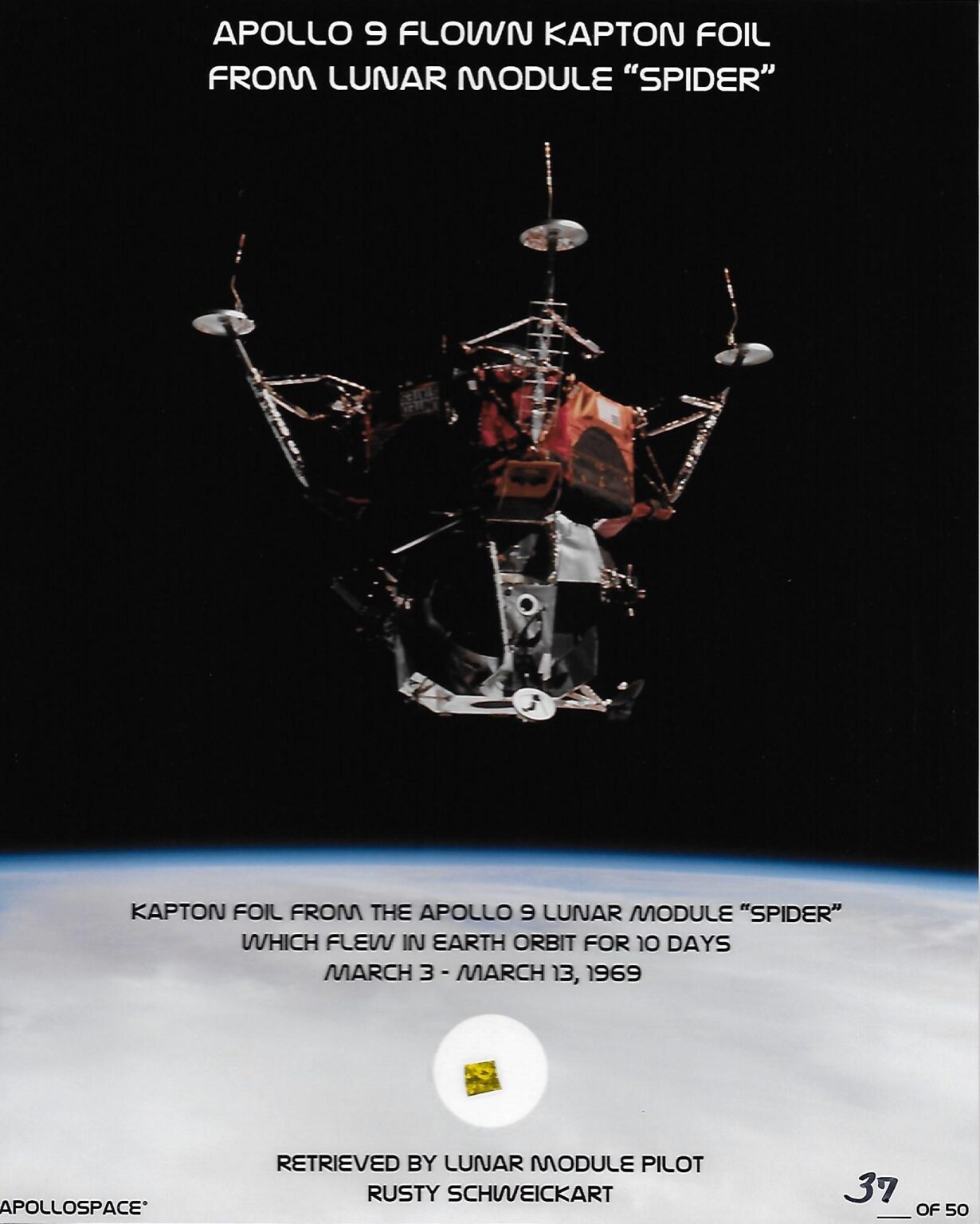 APOLLO 9 FLOWN LM KAPTON FOIL PHOTO PRESENTATIONS - Apollospace