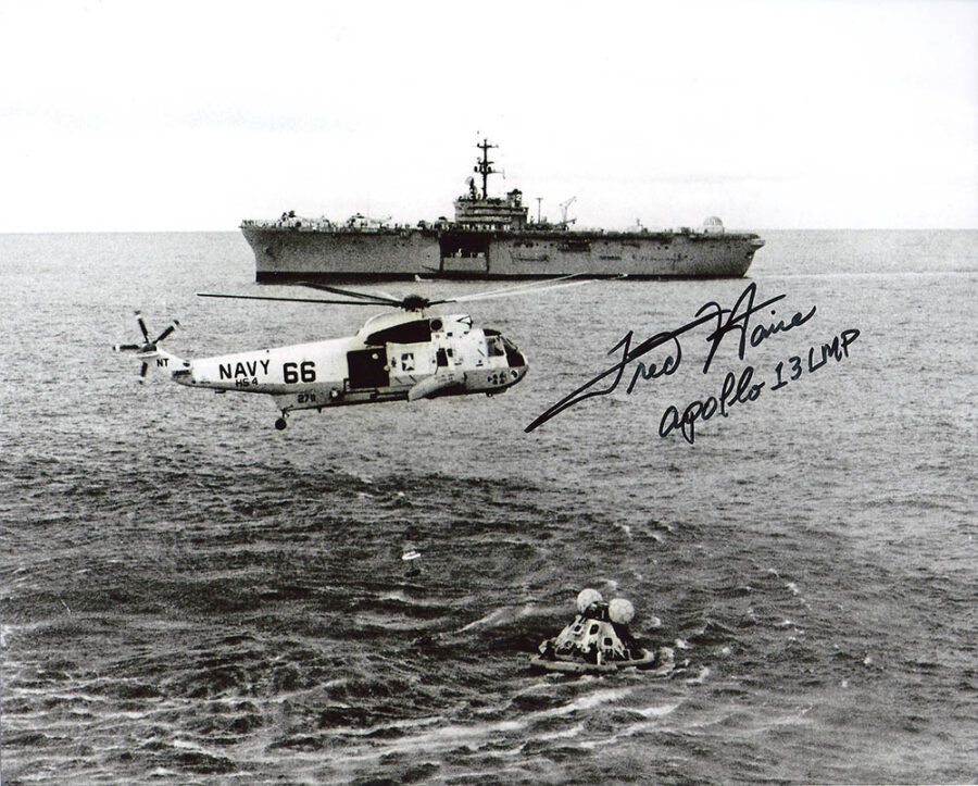 Apollo 13 Fred Haise Signed Photo of Recovery - Apollospace