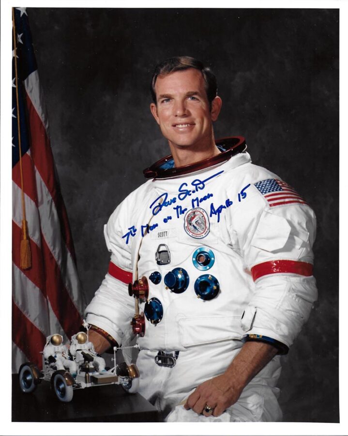 Apollo 15 Astronaut Dave Scott Signed Photo Posing in WSS - Apollospace