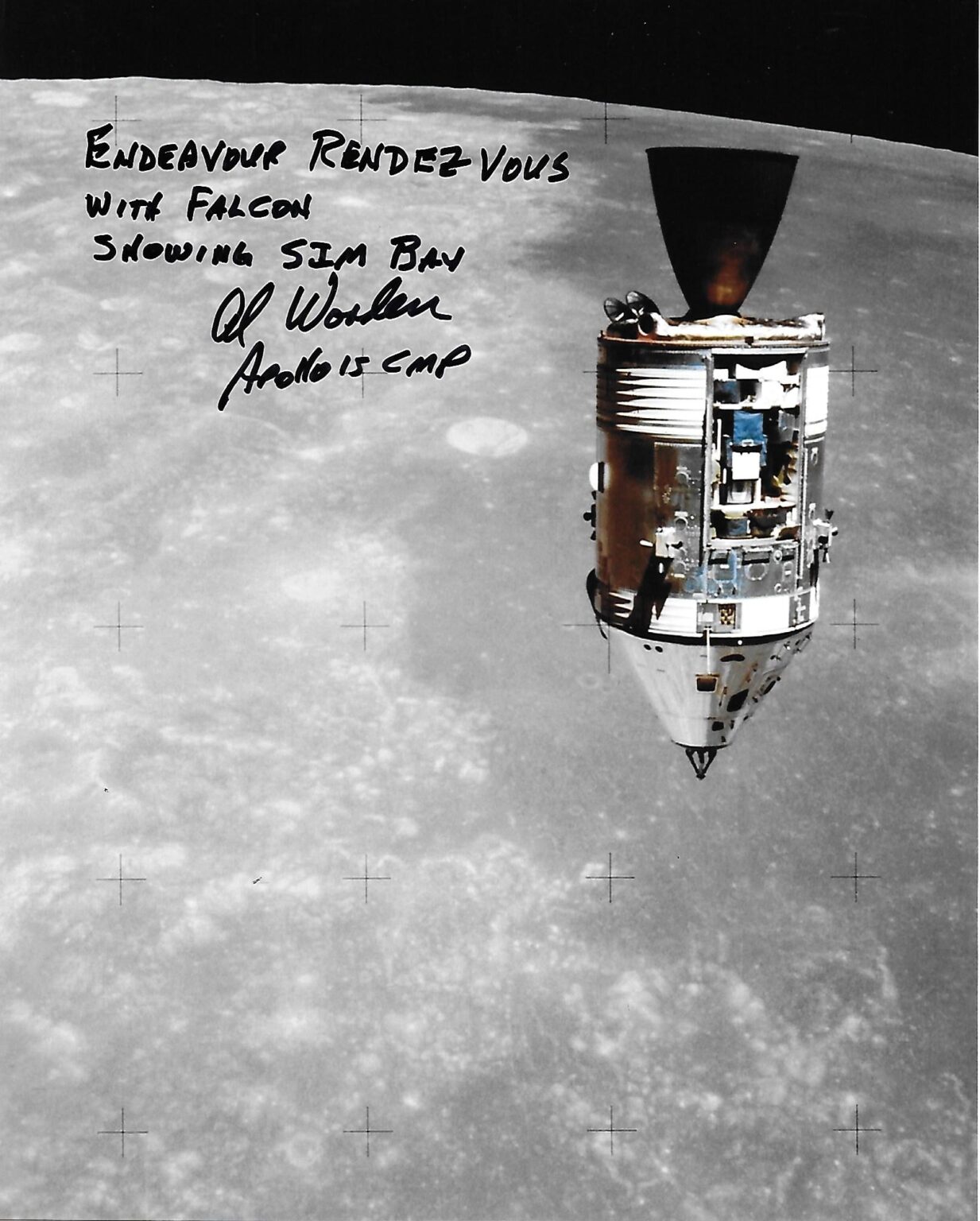 Apollo 15 Al Worden Signed Photo of Apollo 15 CSM in lunar Orbit ...