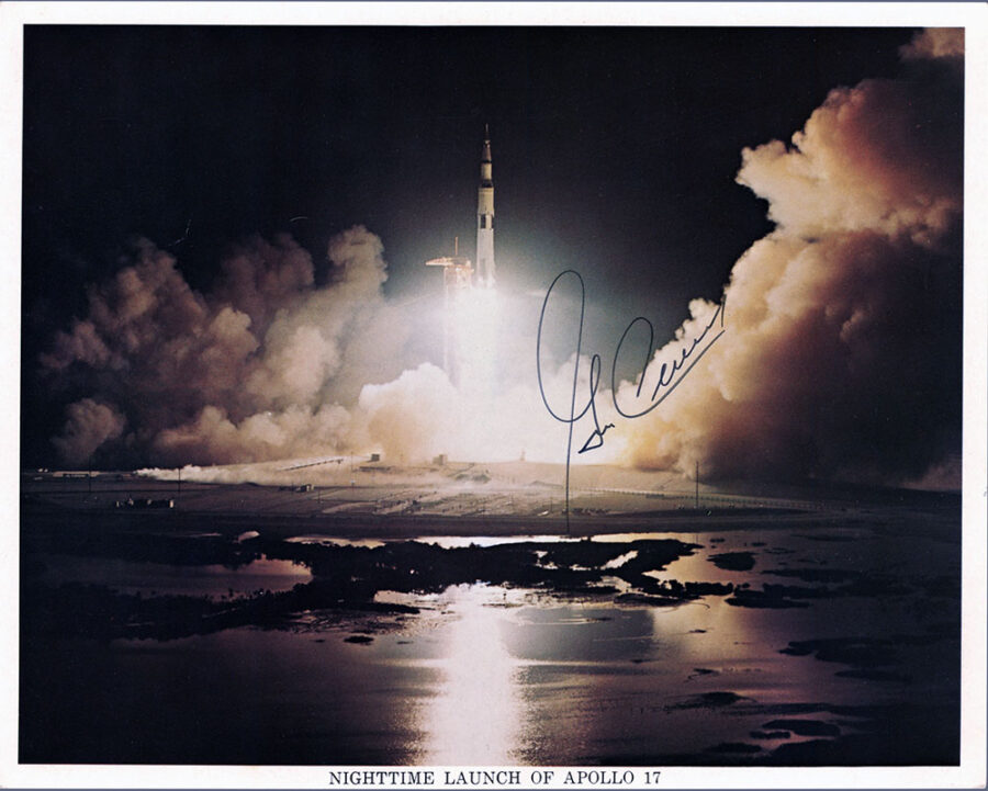 Apollo 17 Moonwalker Gene Cernan Signed NASA Launch Lithograph ...