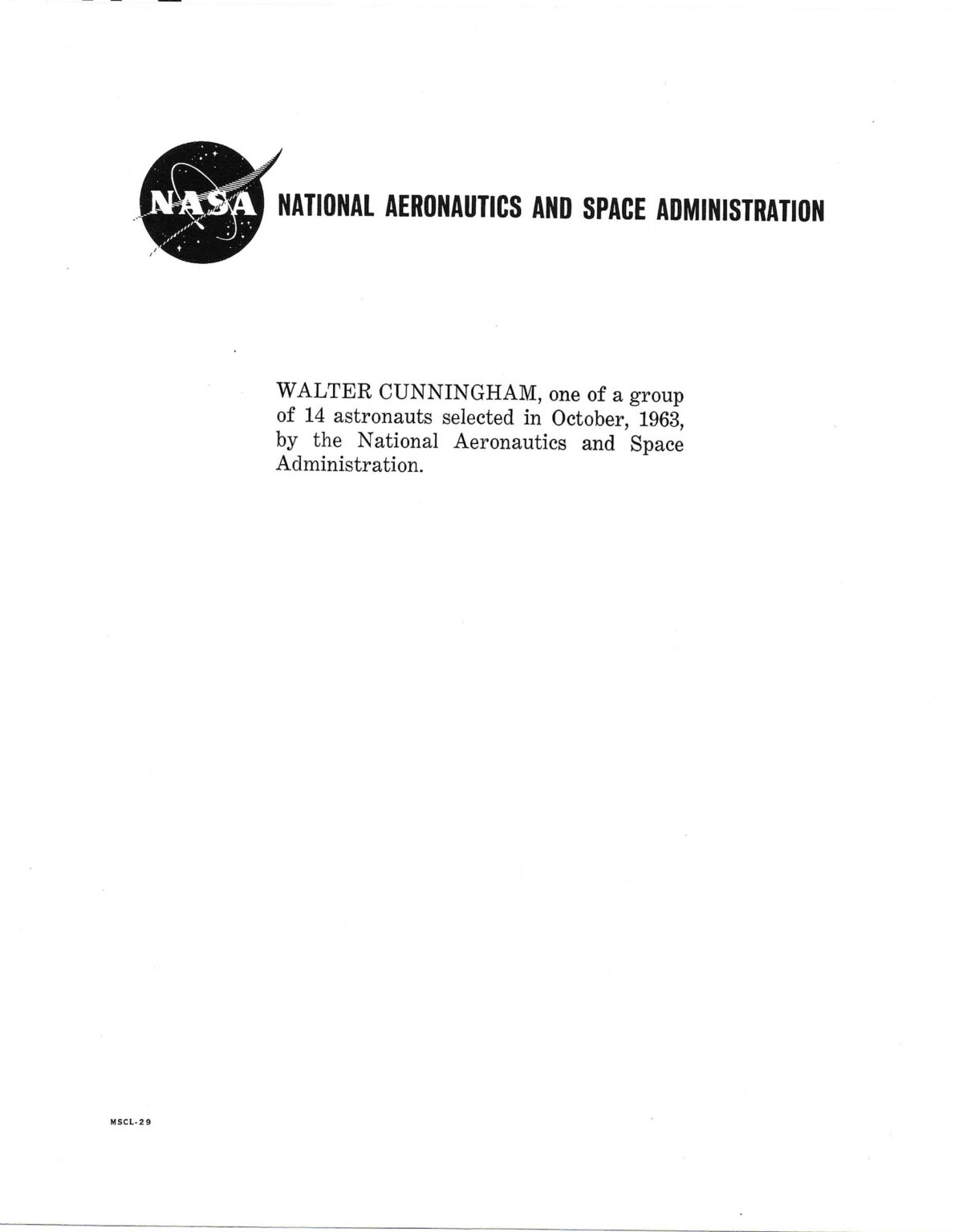 Apollo 7 Walt Cunningham Signed Color 8x10 NASA Lithograph Posing in ...