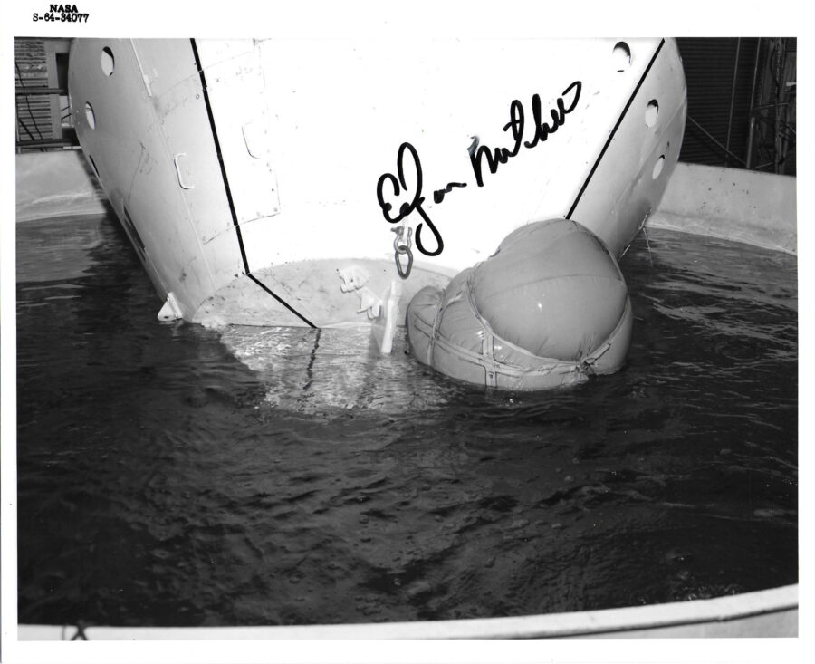 Apollo 14 Moonwalker Edgar Mitchell Signed BW Photo of Command Module ...