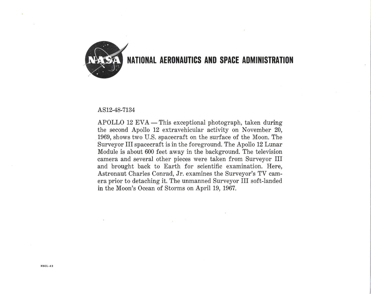 Apollo 12 Moonwalker Charles Conrad at Surveyor III Signed NASA ...