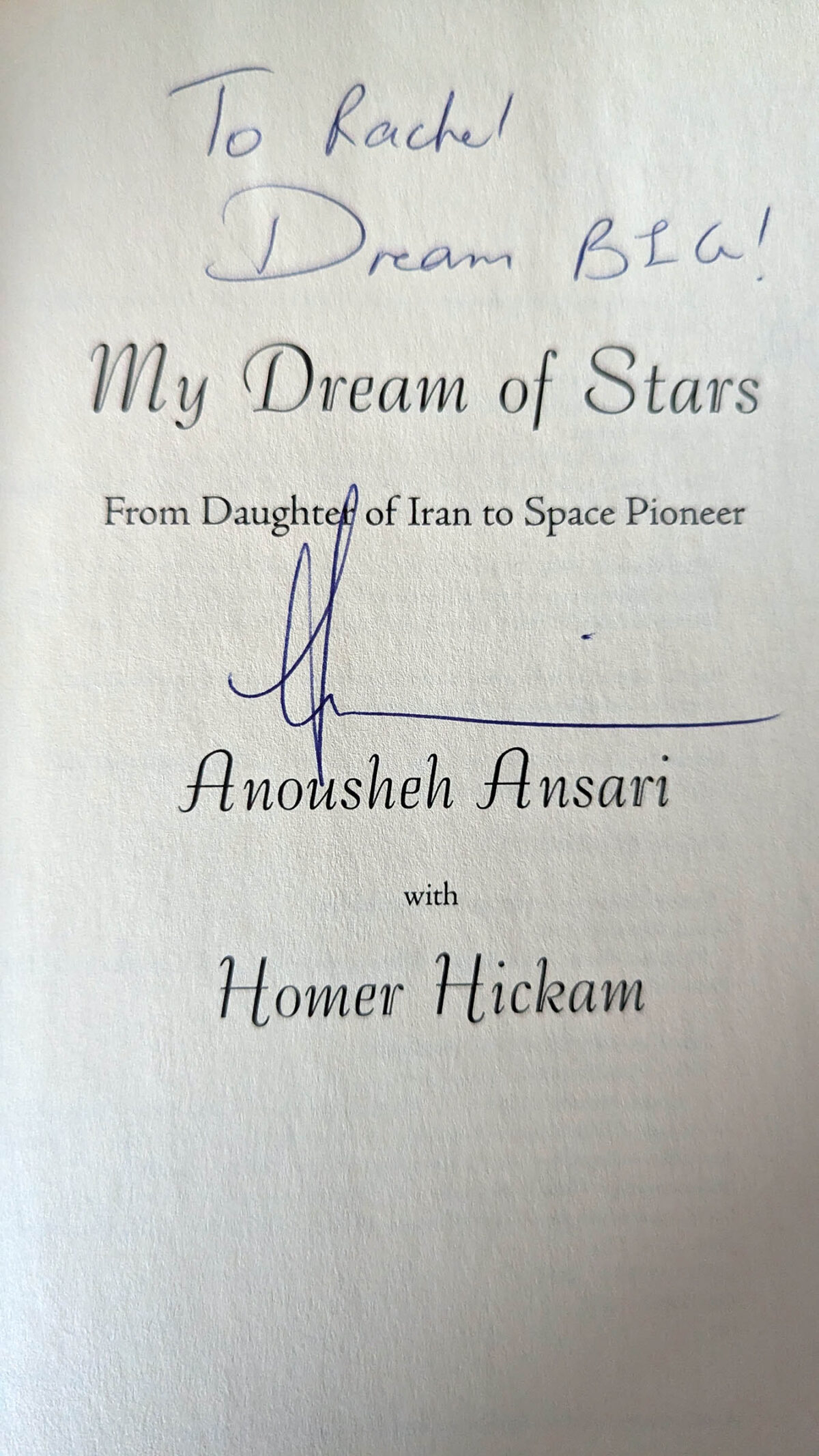 Space Tourist and XPRIZE CEO Anousheh Ansari Signed Book My Dream of ...