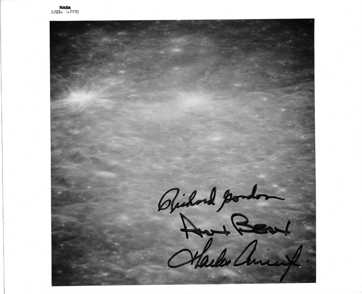 Apollo 12 Crew Signed NASA BW Photo of Lunar Surface from Orbit ...