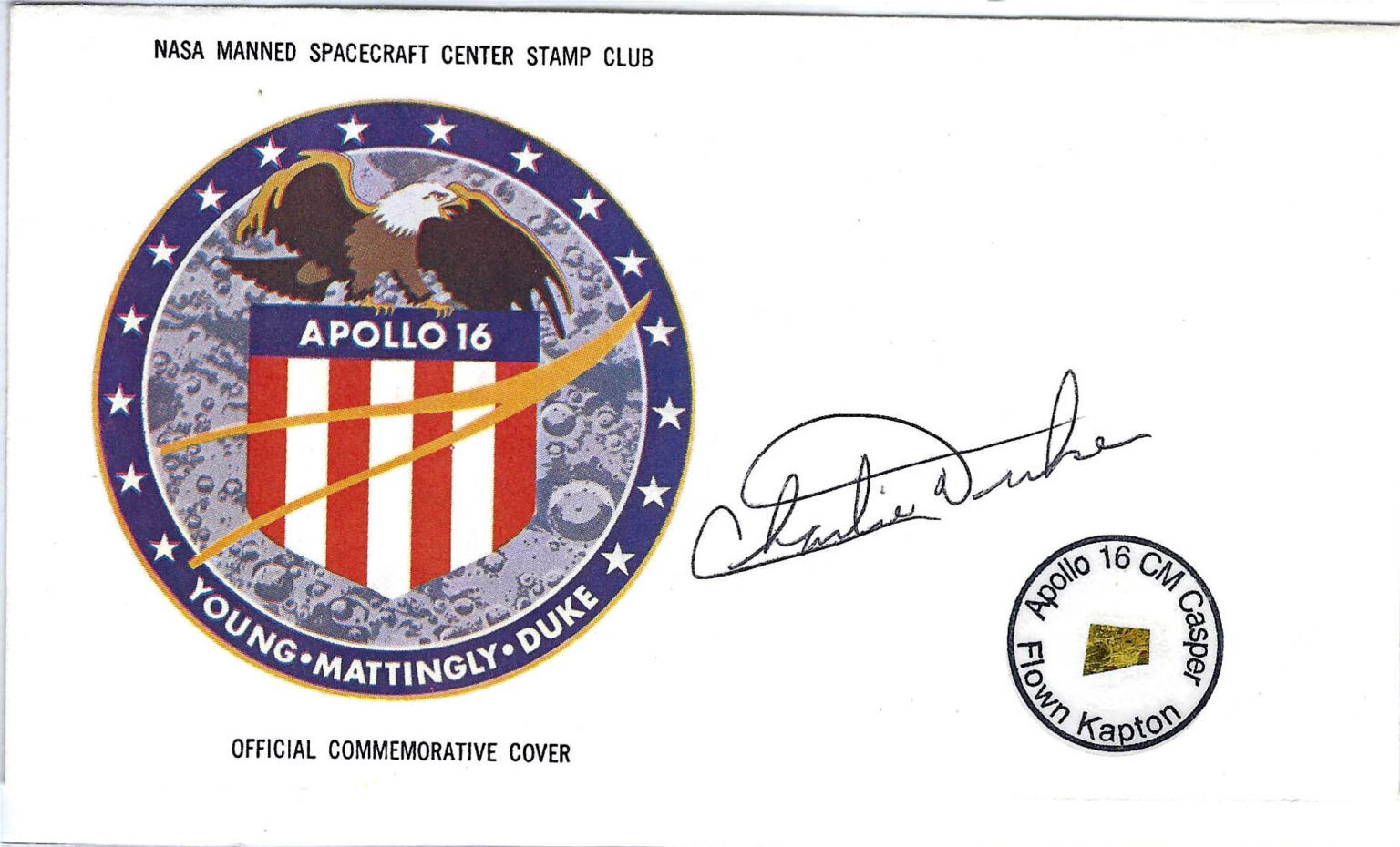 Apollo 16 Charlie Duke Signed Flown Kapton Foil Cover SE1 #1/10 ...